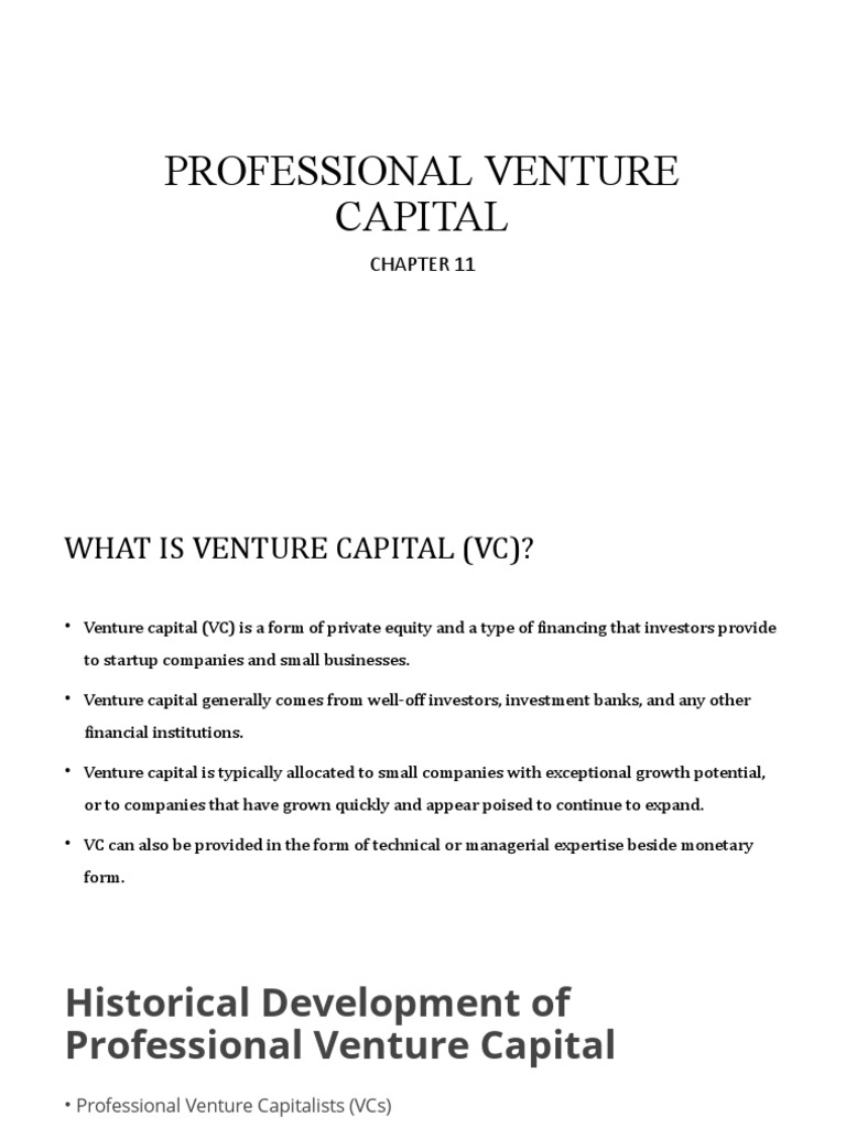 Chapter 12 Professional Venture Capital | PDF | Venture Capital | Corporate Finance