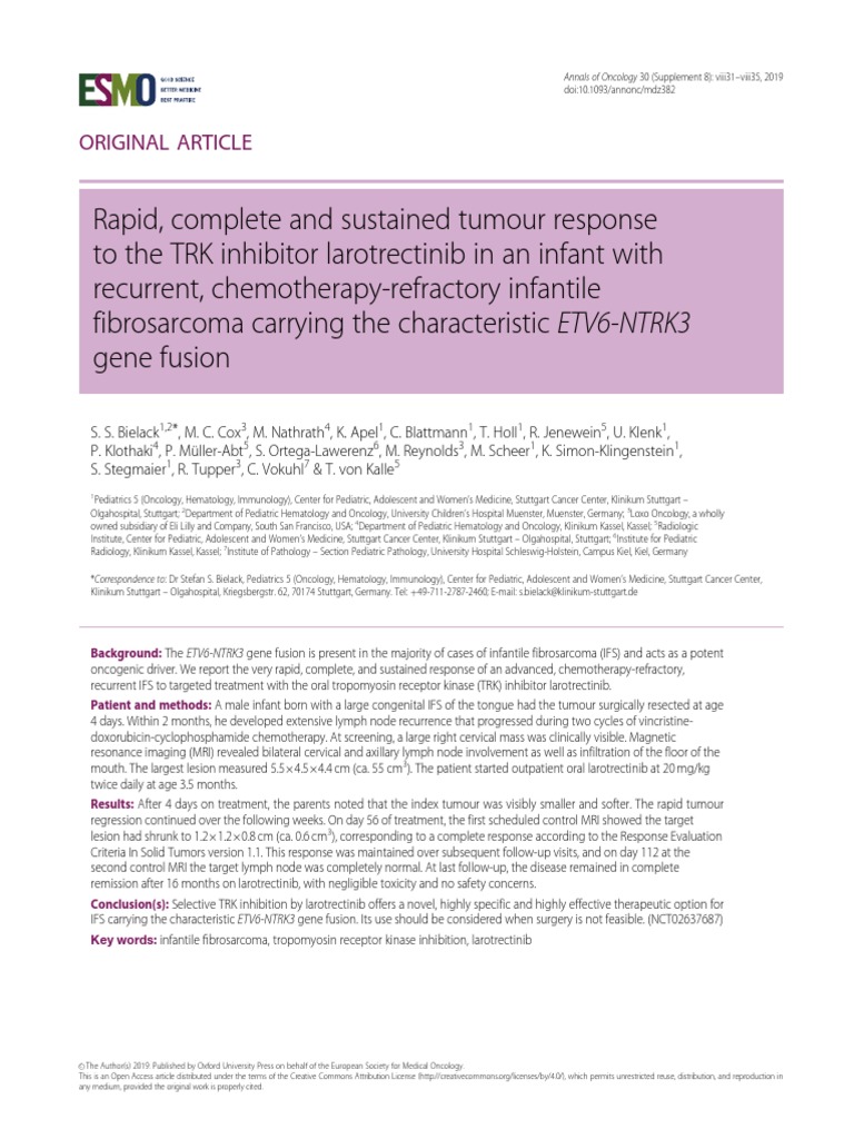 Larotrectinib FIBROSARCOMA INFANTIL | PDF | Magnetic Resonance Imaging ...