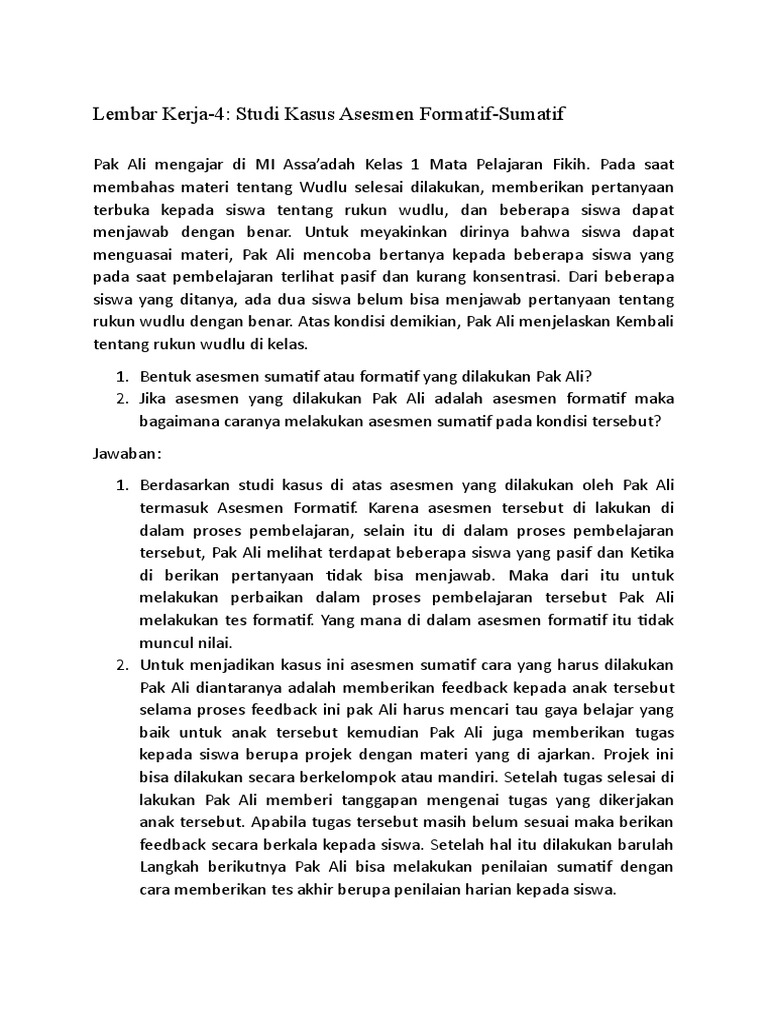 LK4 Studi Kasus Asesmen Formatif-Sumatif | PDF