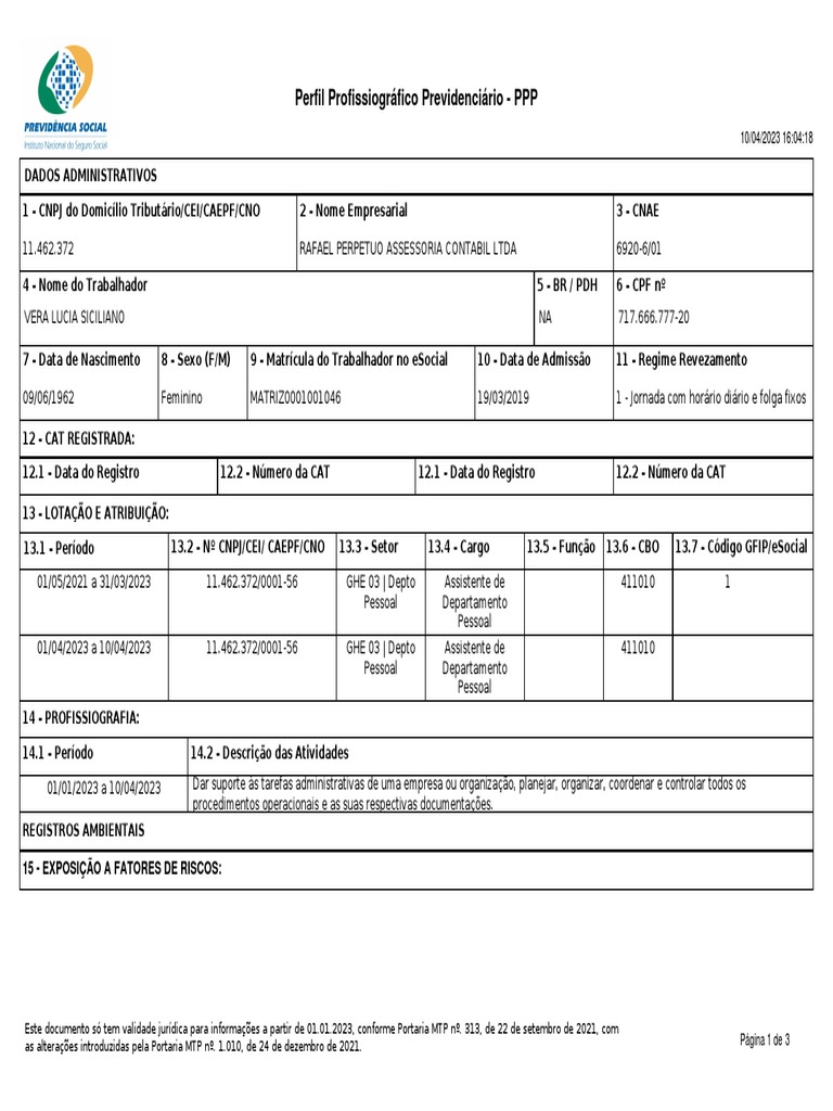 Perfil Profissiografico Previdenciario | PDF | Crimes | Crime e Violência