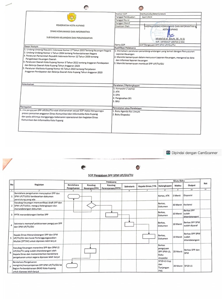 SOP Pengajuan SPP SPM UP GU TU | PDF