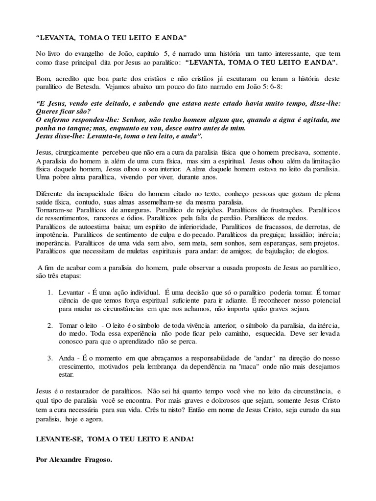 Levanta Toma Teu Leito e Anda | PDF | Jesus | Evangelho de João