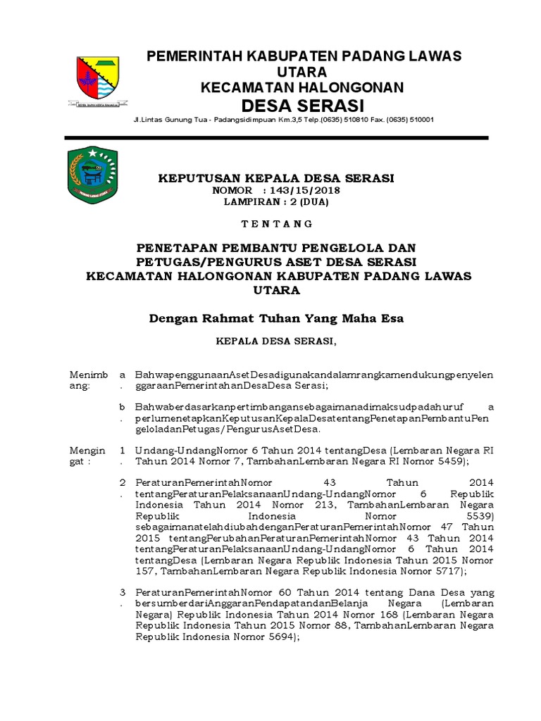 Contoh sk-pengelola-aset-desa (Autosaved) | PDF