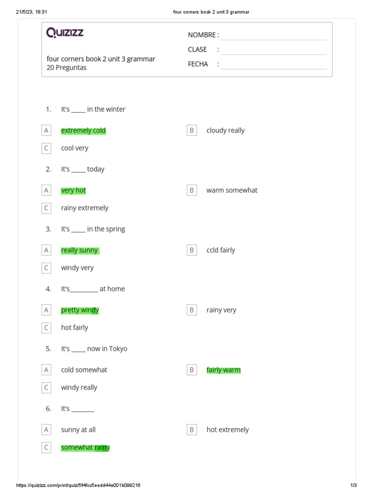 Four Corners Book 2 Unit 3 Grammar | PDF