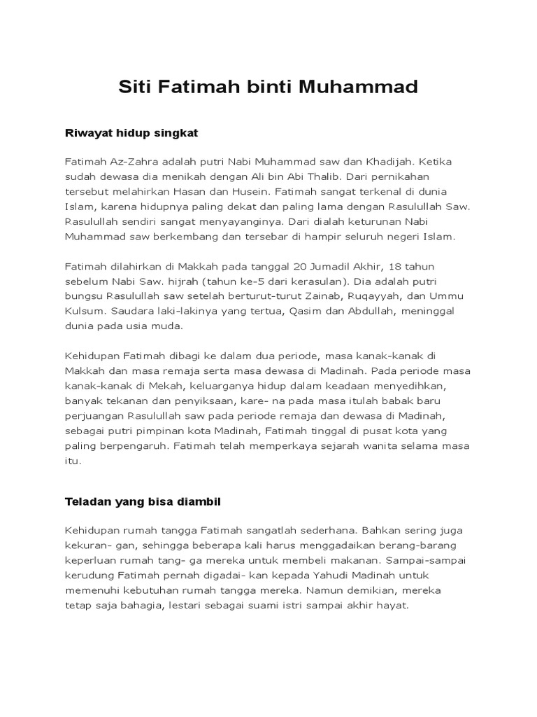 Siti Fatimah Binti Muhammad | PDF