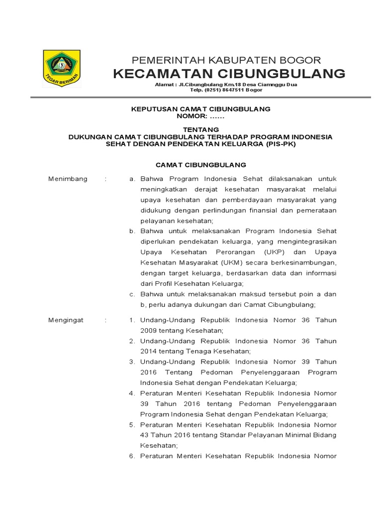 Dukungan Camat Cibungbulang PIS-PK | PDF | Kesehatan Holistik | Sains ...