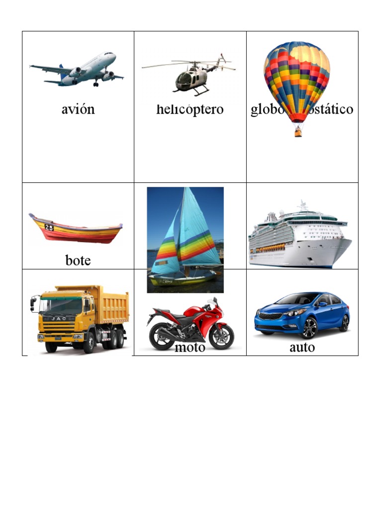 Lámina Medios de Transporte Juego Dime Quien Soy 3 (Medios Transporte ...