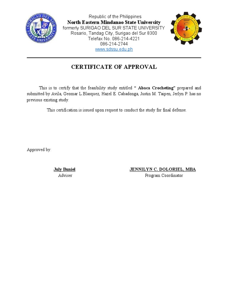 Certification Approval. | PDF