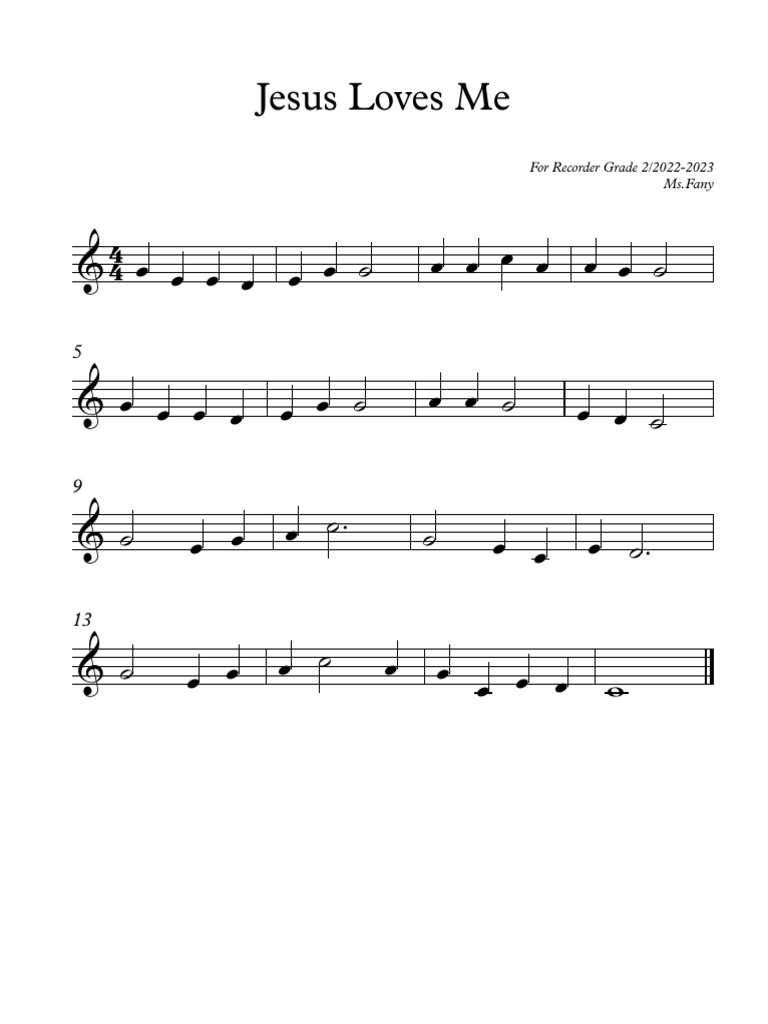 Jesus Loves Me Recorder | PDF