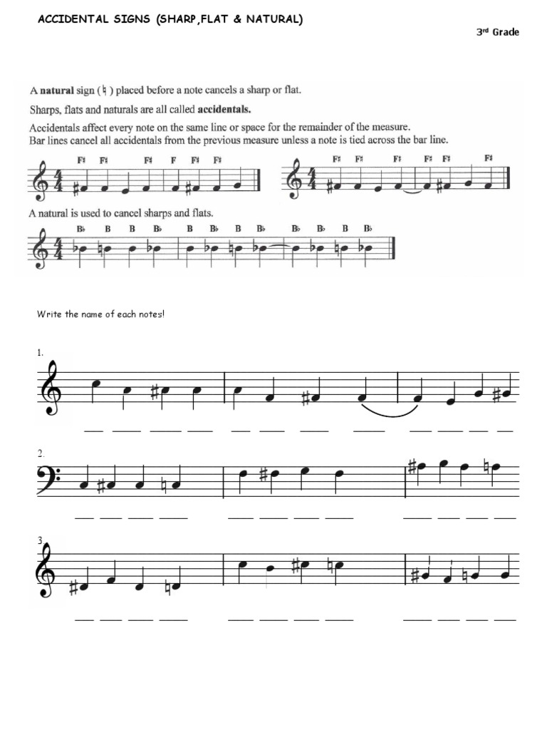 accidental sign practice 2 | PDF | Musical Notation