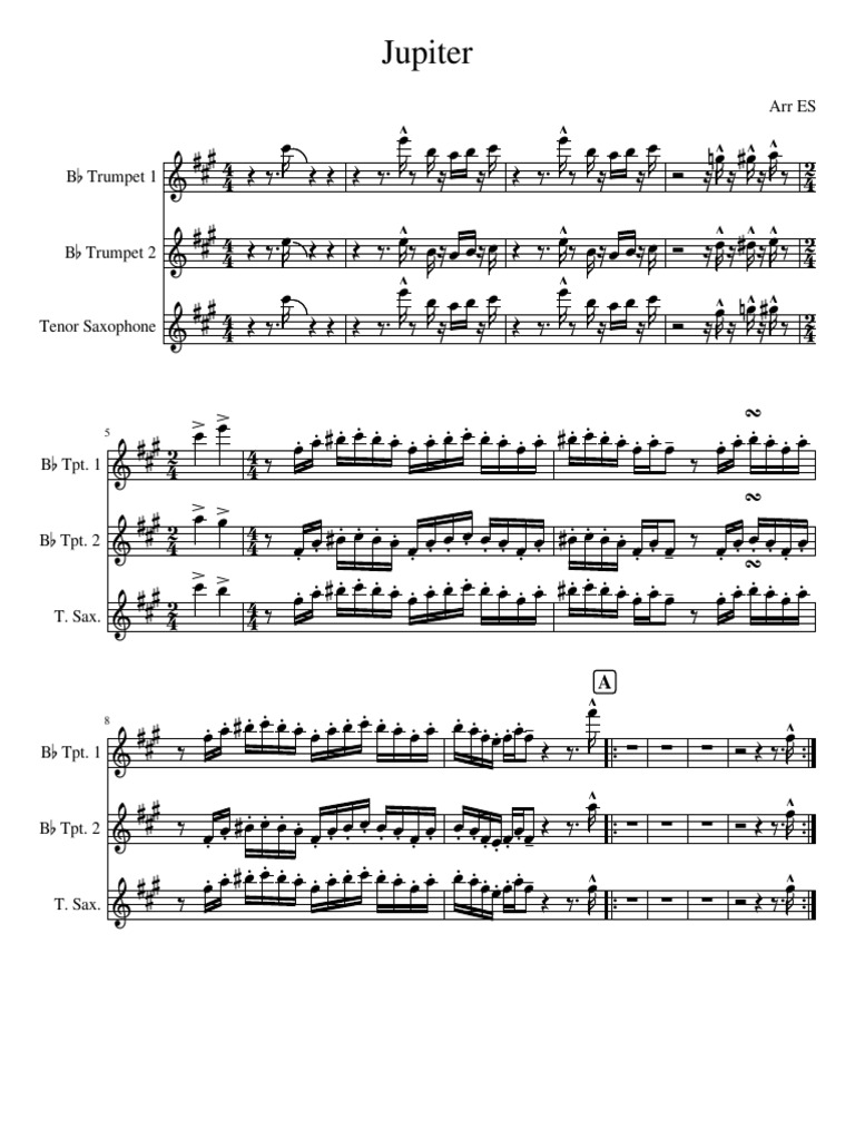 Jupiter-Score and Parts | PDF | Aerophones | Musical Instruments