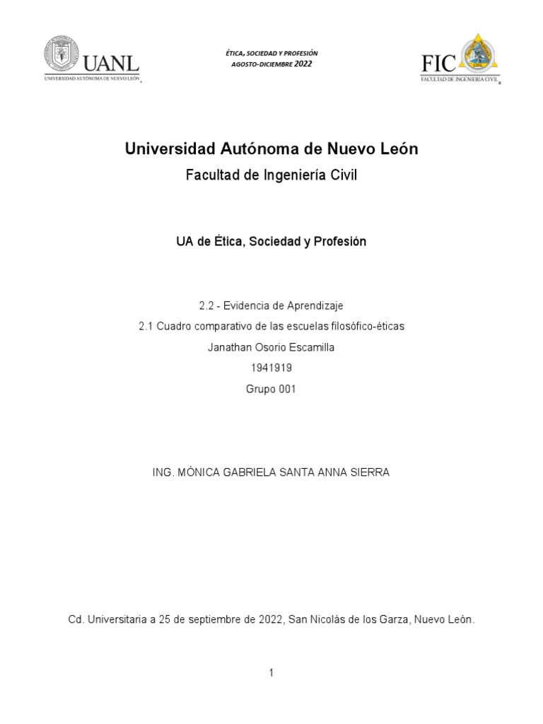 Cuadro Comparativo de Escuelas Éticas | PDF | Placer | Moralidad