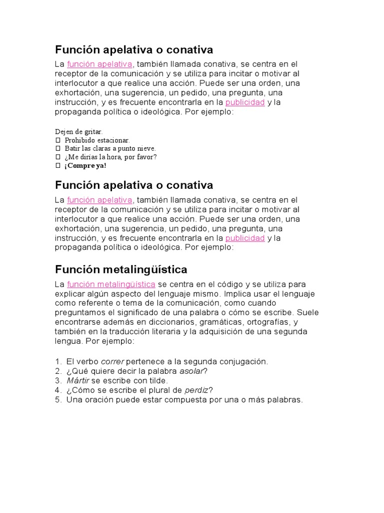 Función Apelativa o Conativa | PDF