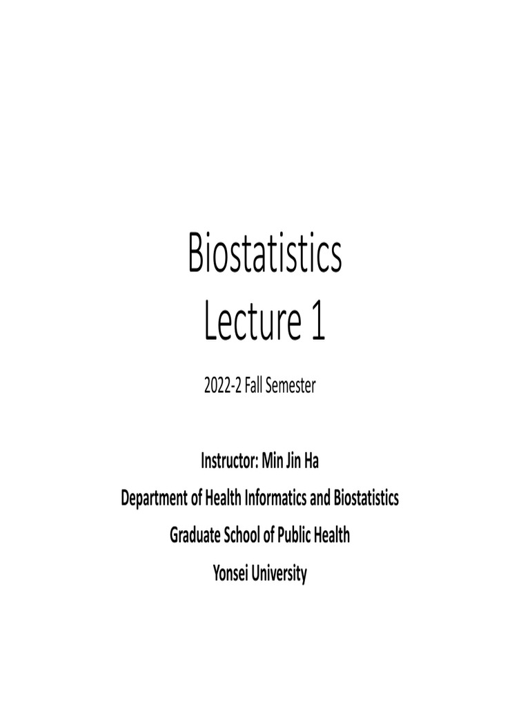 Lecture1 Introduction To Biostatistics Pdf Statistics Biostatistics
