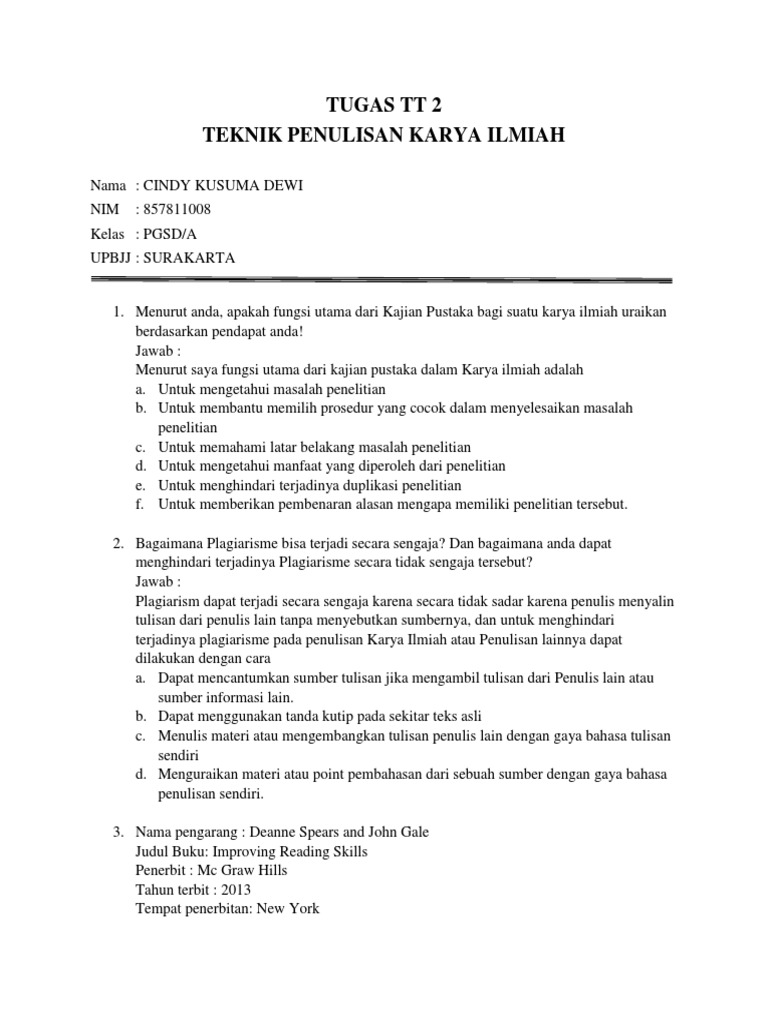 Tugas TT 2 Teknik Penulisan Karya Ilmiah | PDF | Seni & Disiplin Bahasa | Kajian Bahasa Asing