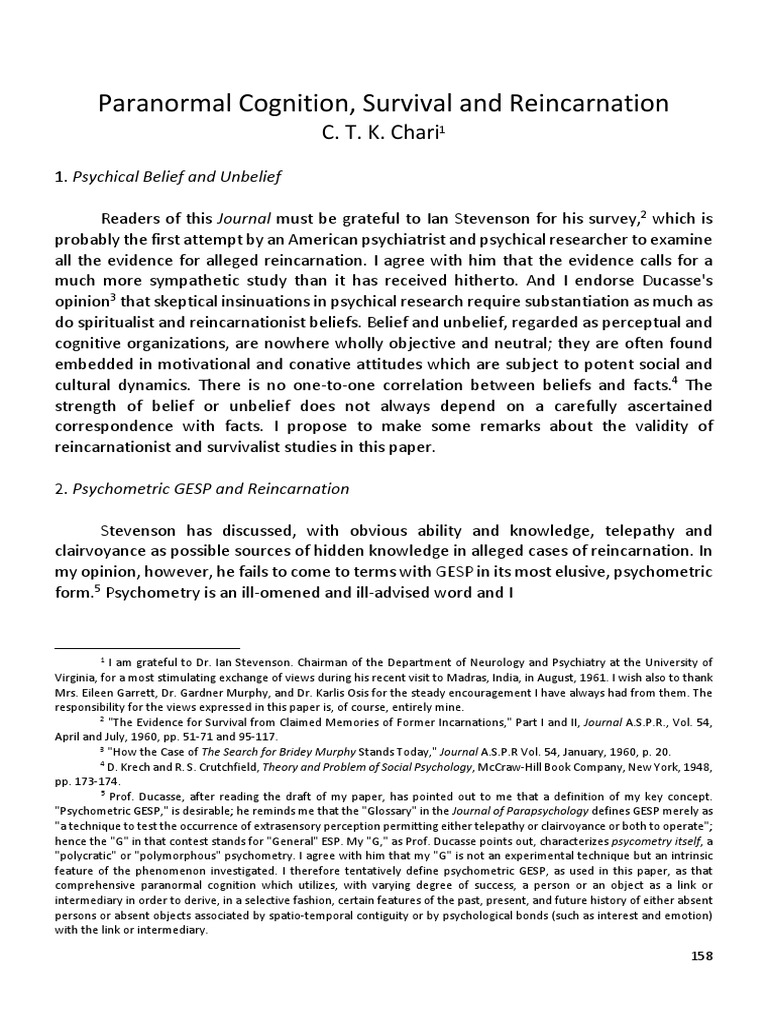 Chari 1962 | PDF | Mediumship | Parapsychology