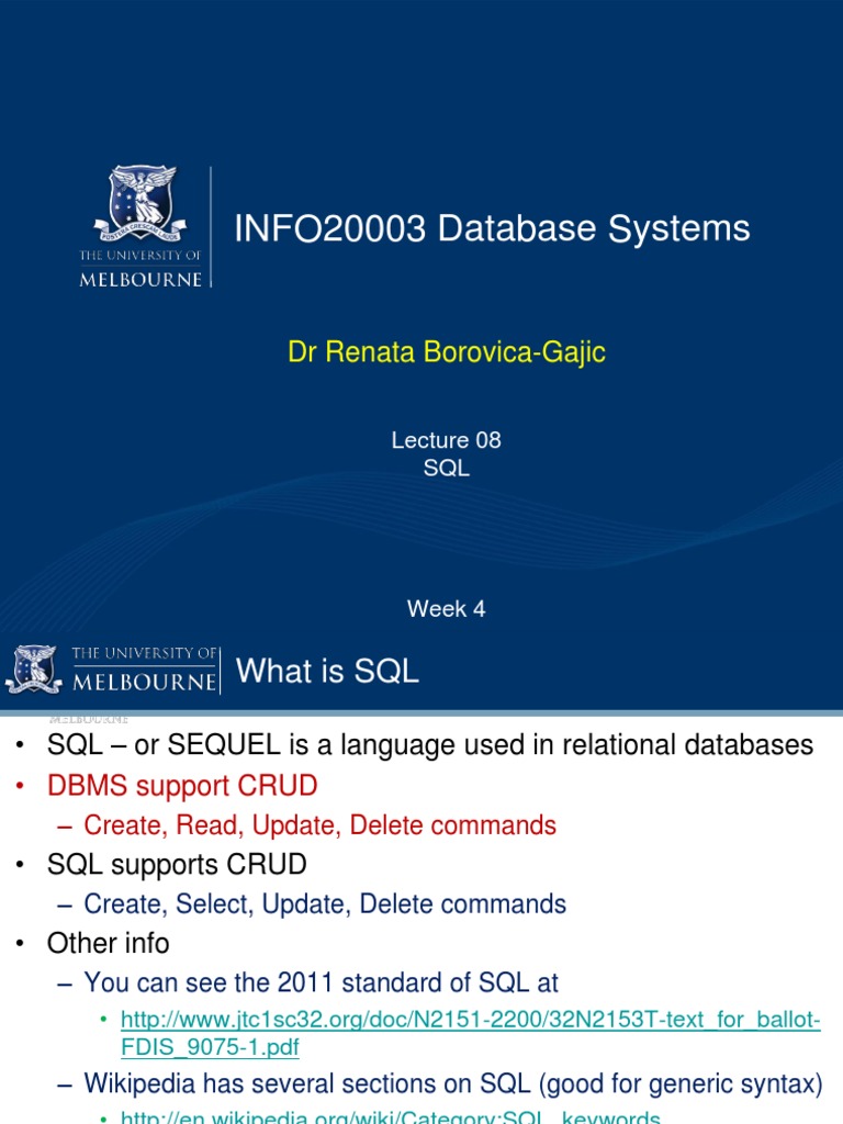 L08 SQL | PDF | Databases | Sql L08 SQL | PDF | Databases | Sql