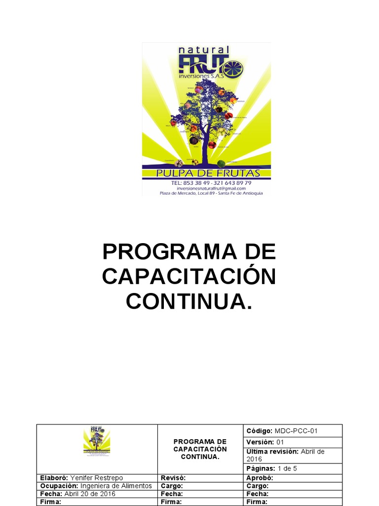 Capacitación Continua en Manipulación de Alimentos | PDF | Calidad ...
