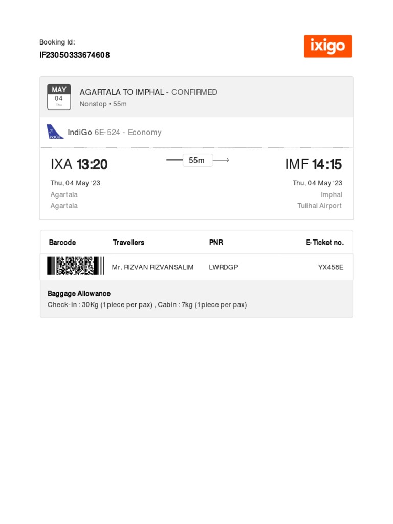 IXA 13:20 IMF 14:15: Agartala To Imphal | PDF | Aviation | Transport