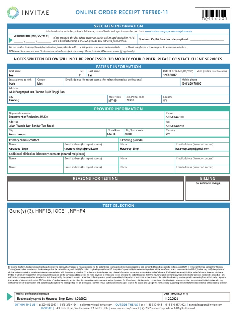 Attachment RQ4355503 Online Requisition Form | PDF | Patient | Informed ...