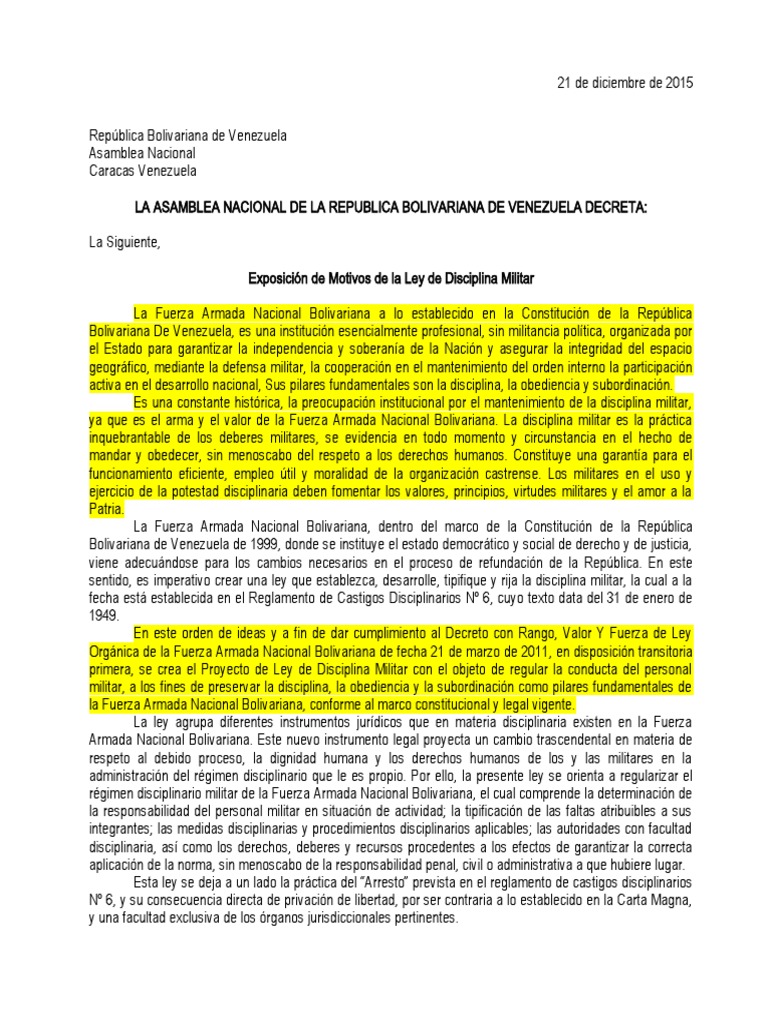 Ley de Disciplina Militar | PDF | Disciplinas | Principios éticos