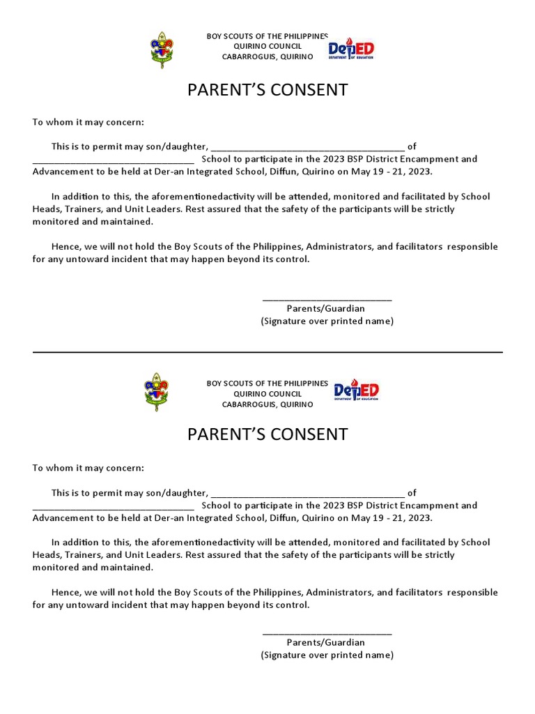BSP Parental Consent | PDF