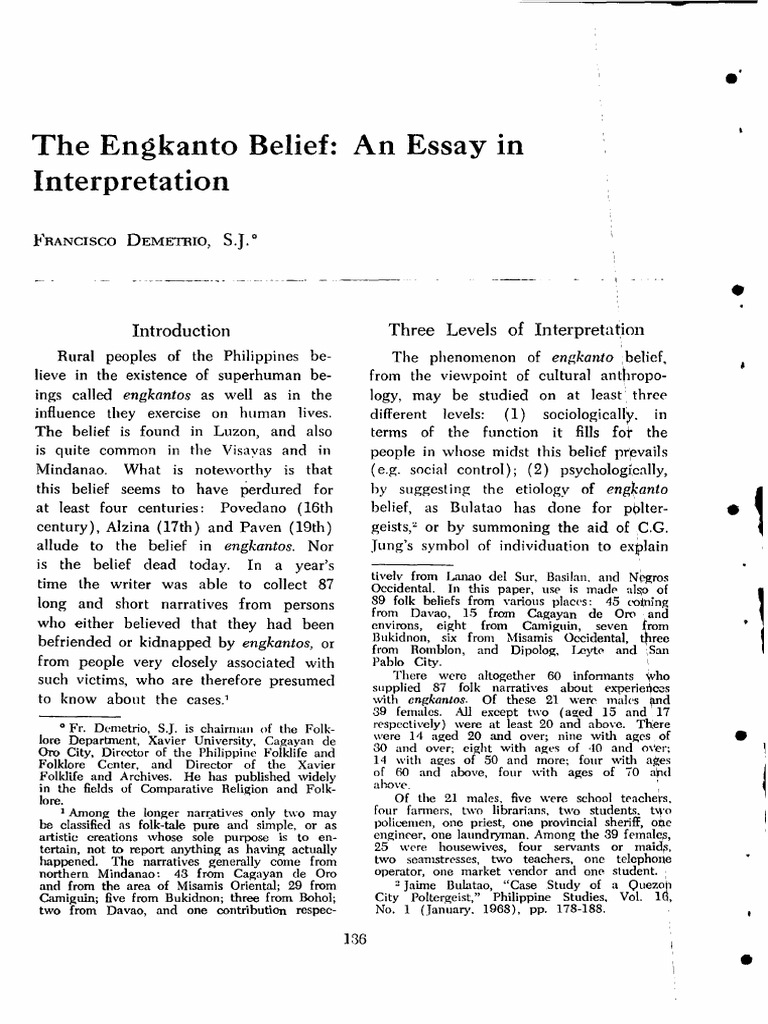 Engkanto Belief in Philippine Folklore | PDF | Shamanism | Folklore