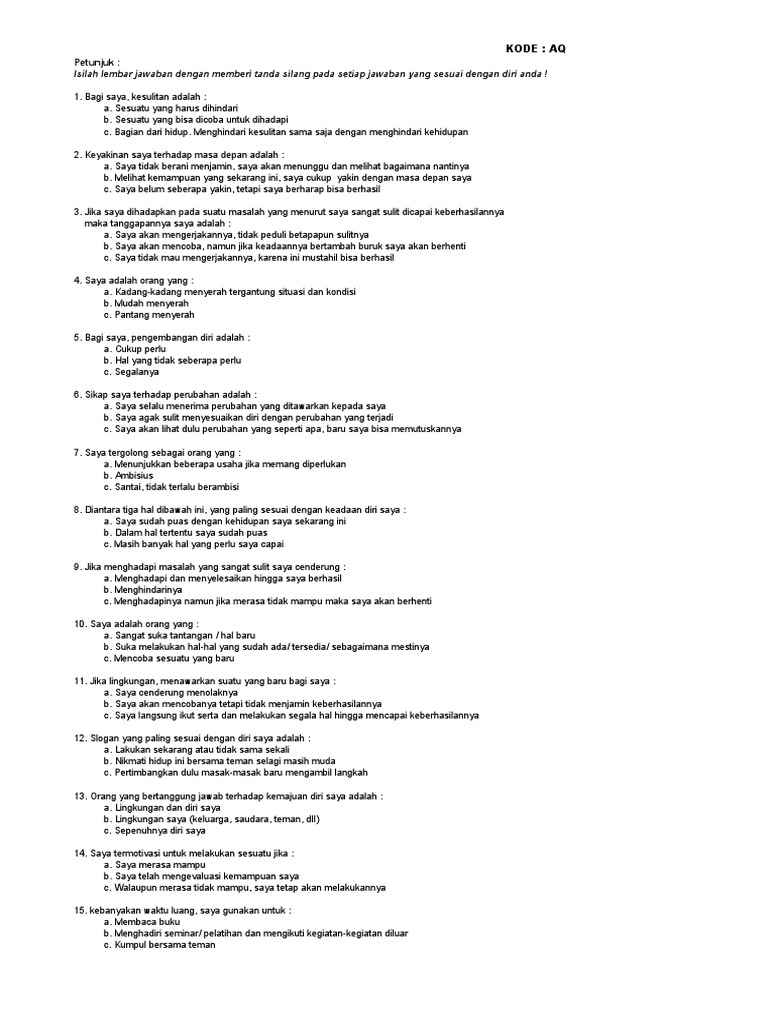 Alat Tes Aq (Wilsyam) | PDF