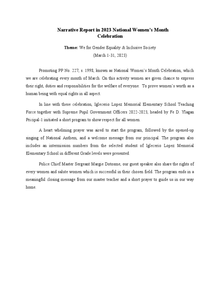 Narrative Report | PDF