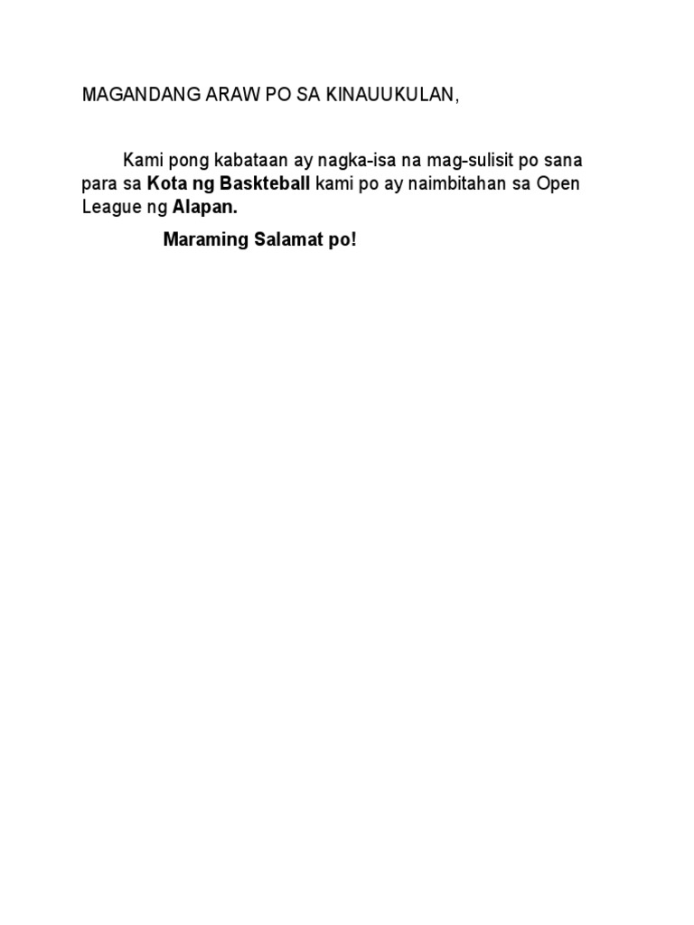 Magandang Araw Po Sa Kinauukulan | PDF