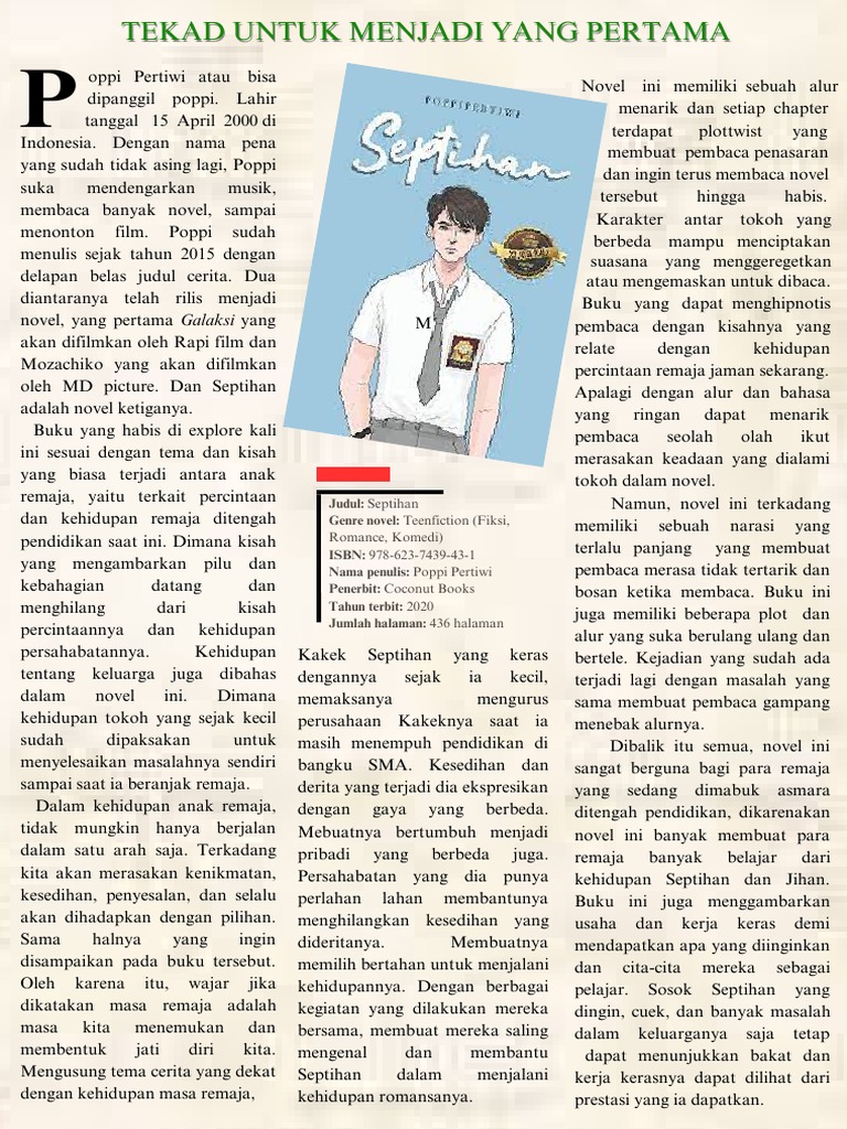 Sinopsis Novel Septihan oleh Poppi Pertiwi | PDF