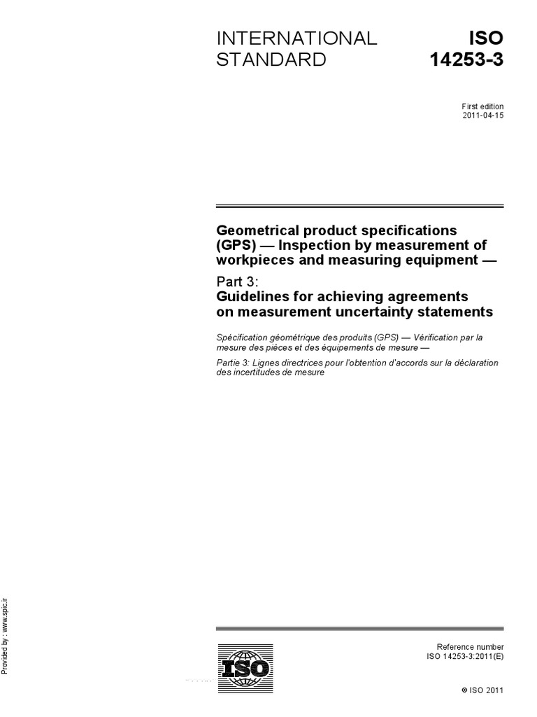 【ISO - 14253-3-2013】 GPS - Inspection by Measurement of Workpieces and ...