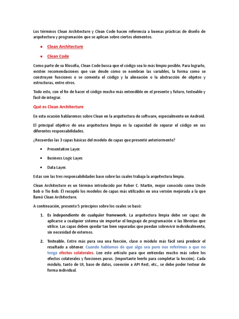 Guía de Clean Architecture y Code | PDF | Programación de computadoras ...
