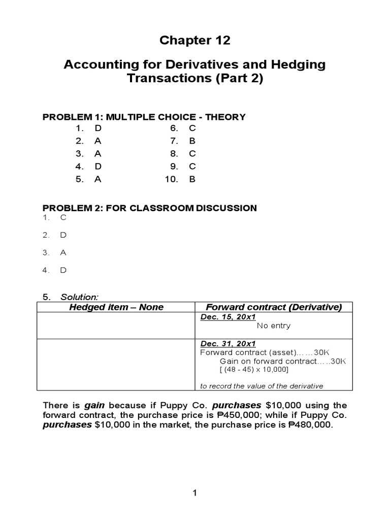 Sol. Man. Chapter 12 Acctg For Derivatives Hedging Transactions Part 2 ...