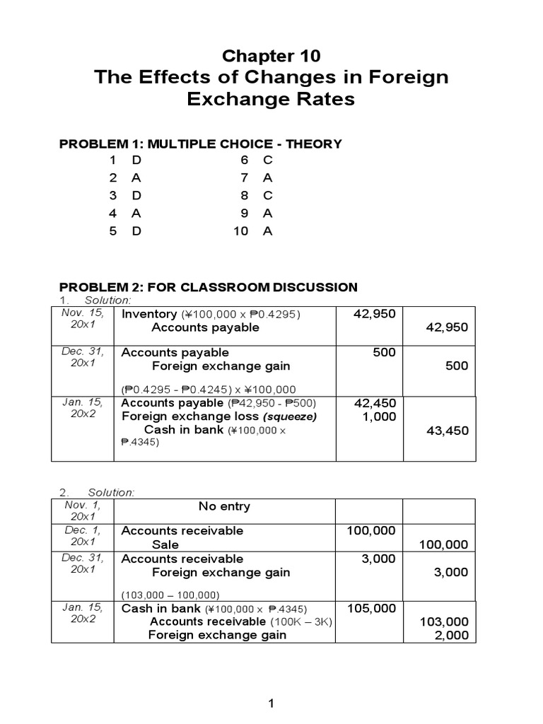 Sol. Man. Chapter 10 The Effects of Changes in Foreign Exchange Rates ...