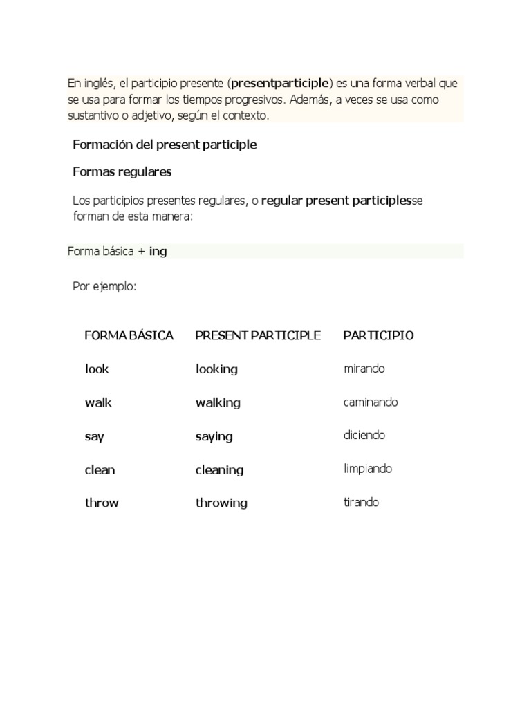 Present Participio | PDF | Verbo | Sílaba