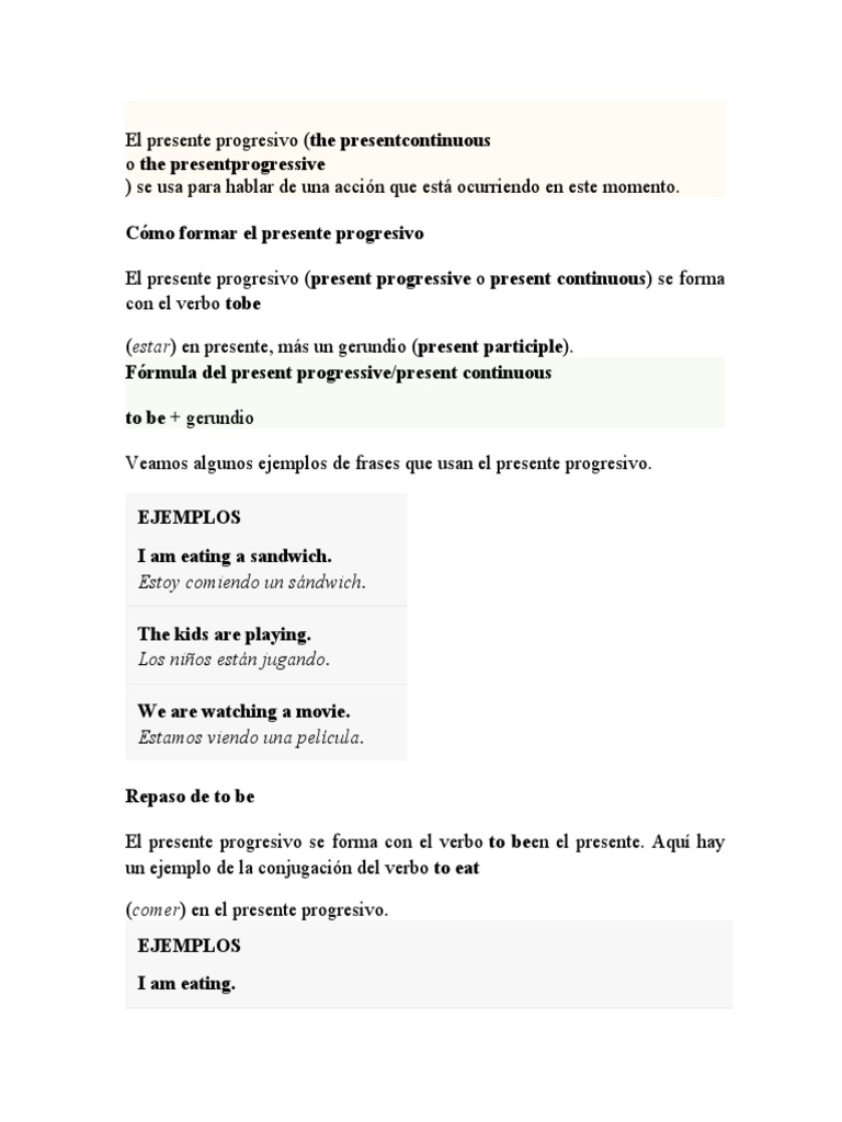Present Progresive | PDF | Verbo | Lingüística