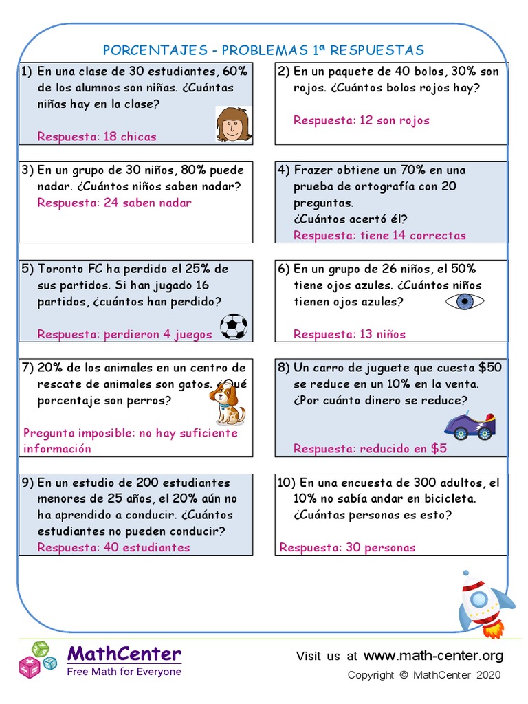 Percentage of Number Problems 1a Answers | PDF