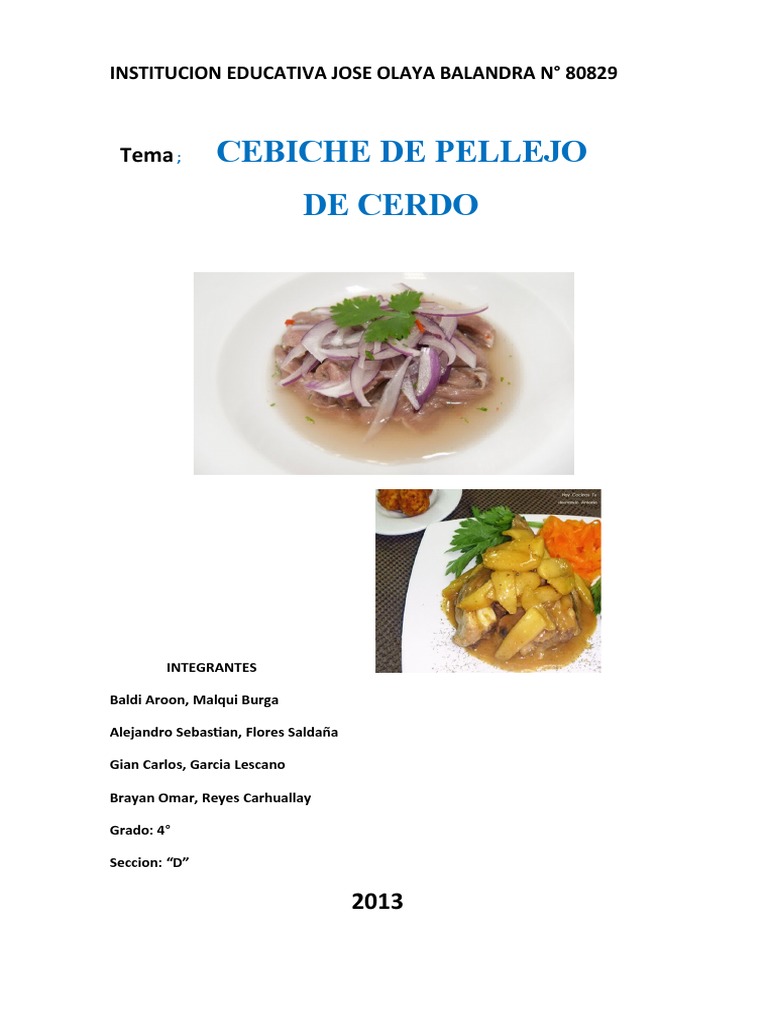 Ceviche de Pellejo de Cerdo | PDF | Artes culinarias | Comida y bebida