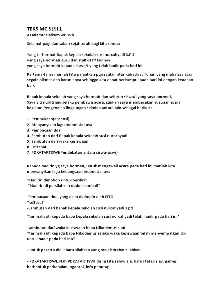 Teks MC | PDF | Karier & Perkembangan | Perjalanan