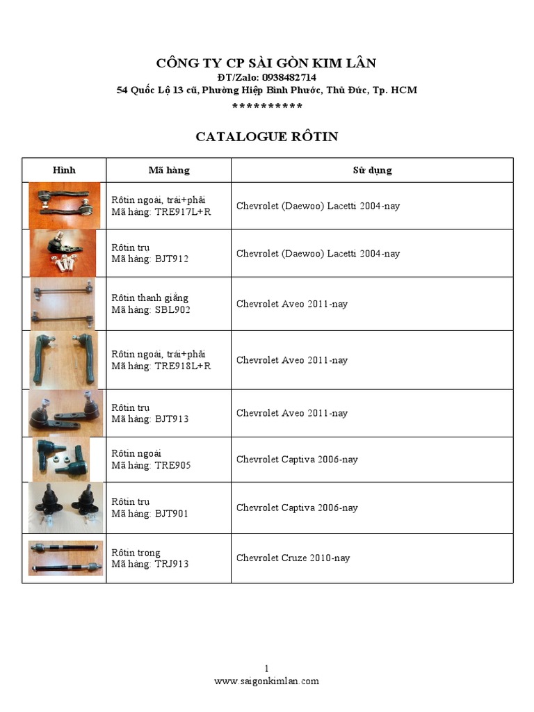 CATALOGUE RÔTIN - SỐ 16 | PDF