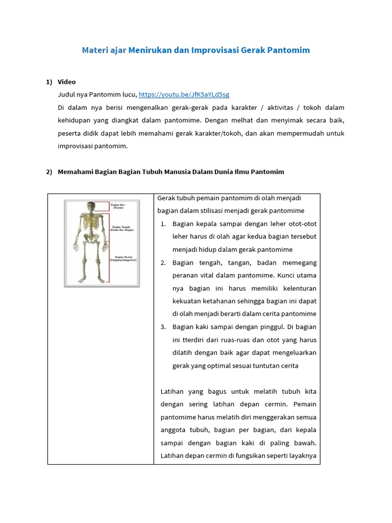 Teknik Pantomim dan Improvisasi Gerak | PDF | Seni & Disiplin Bahasa