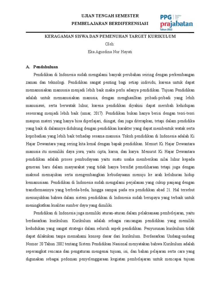 Uts Pembelajaran Berdiferensiasi | PDF | Karier & Perkembangan | Pengembangan Diri