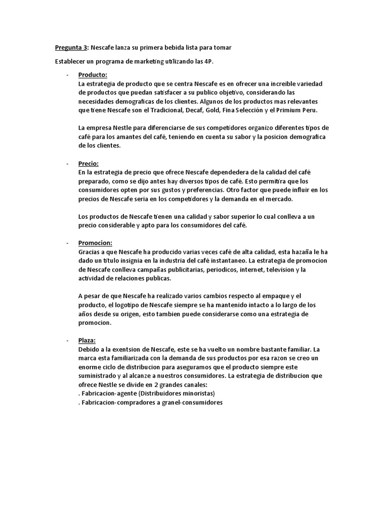 Pregunta 3 - Las 4P | PDF