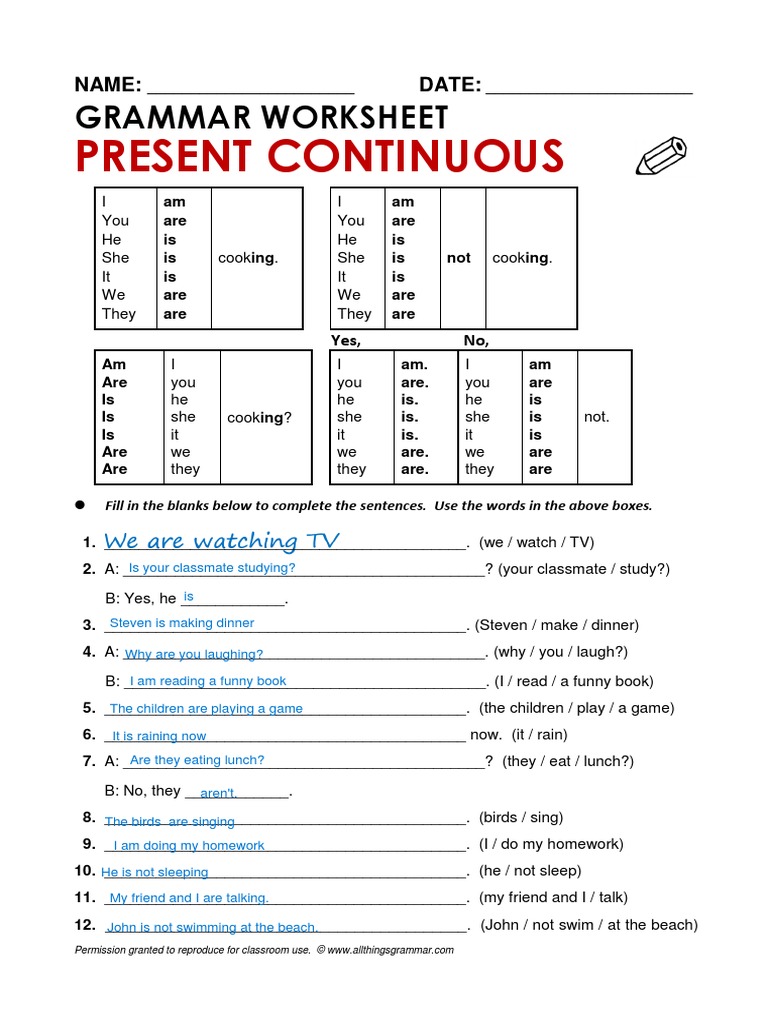 Presente Continuo | PDF