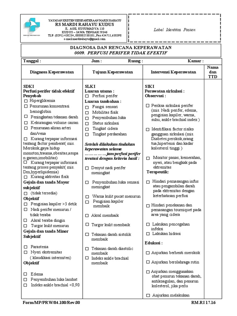 0009 Perfusi Perifer Tidak Efektif | PDF