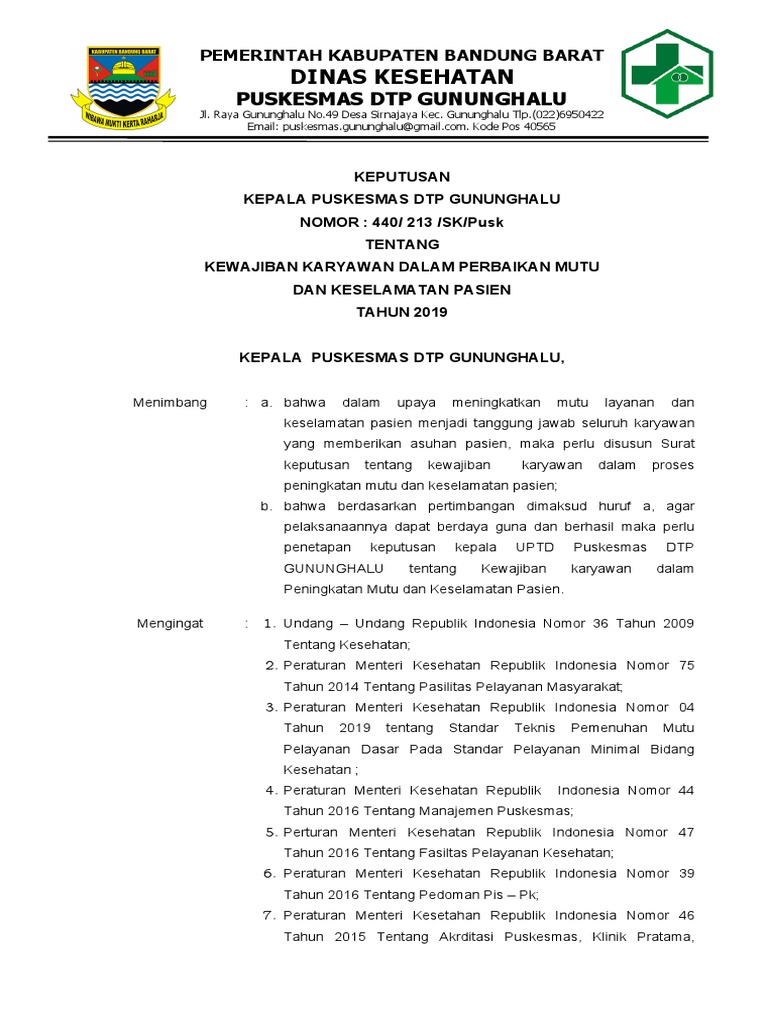 SK Kewajiban Karyawan Dalam Perbaikan Mutu-1 | PDF | Pengembangan Diri ...