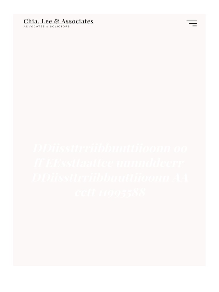 Distribution of Estate Under Distribution Act 1958 - Chia, Lee ...