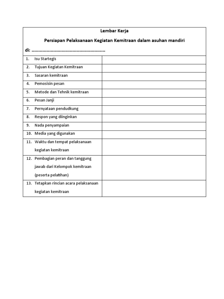 Lembar Kerja Kemitraan | PDF