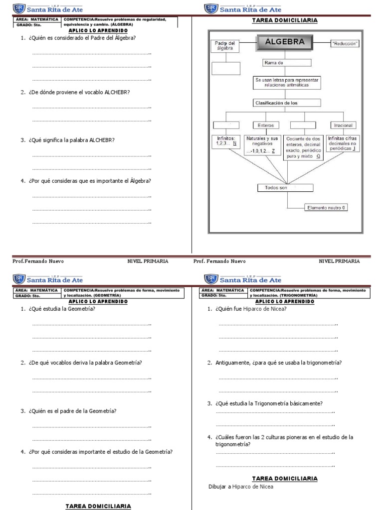 Mat - Ficha-Prim | PDF | Álgebra | Geometría